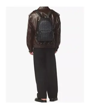 Mcm Stark Studded Monogram Backpack
