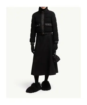 Moncler Blandy Wool Blend Bouclé Short Down Jacket - Black