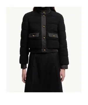 Moncler Blandy Wool Blend Bouclé Short Down Jacket - Black