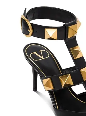 Valentino Garavani Rockstud Pointed Toe Buckled Pumps - Black