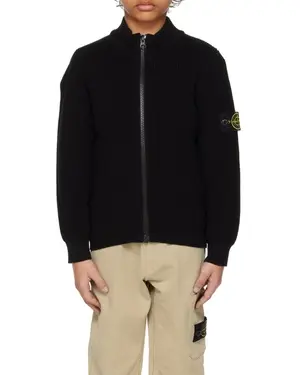 Stone Island Long Sleeve Zip Up Jacket With Logo Detail