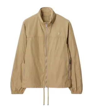 Burberry Logo-badge Zip-up Jacket - Biscuit