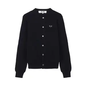 Play Comme Des Garcon Comme Des Garçons Play Crewneck Cardigan With Heart Patch - Black
