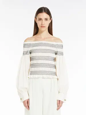 Max Mara Off-the-shoulder Blouse With Embroidered Detail - White