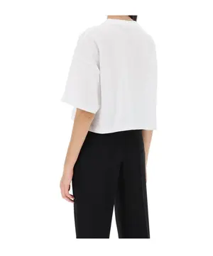 Miu Miu Cropped T-shirt With Logo Embroidery