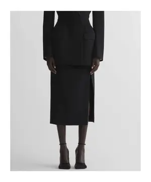MUGLER Slit Skirt With Pleated Details - Black