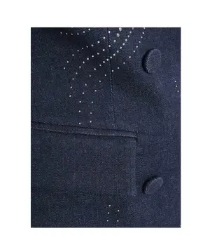 DONDUP Double Breasted Embellished Blazer - Blue