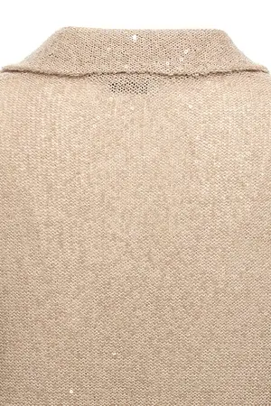 Brunello Cucinelli Sequin Embellished Cropped Polo Shirt