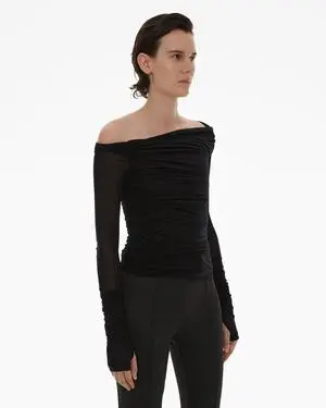 Helmut Lang Ruched Off-shoulder Top
