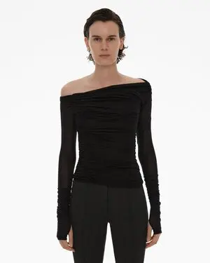 Helmut Lang Ruched Off-shoulder Top