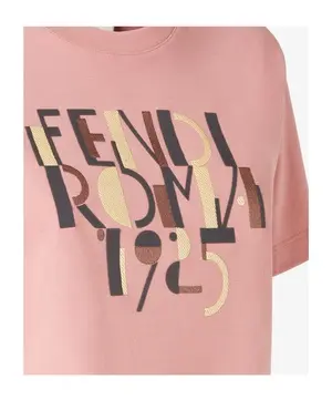 Fendi Logo Printed Crewneck T-shirt - Pink