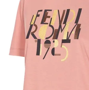 Fendi Logo Printed Crewneck T-shirt - Pink