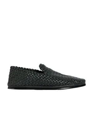 Bottega Veneta Intrecciato Motif Slip-on Flats - Black