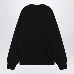 AMI Paris Logo Intarsia Knitted Cardigan - Black