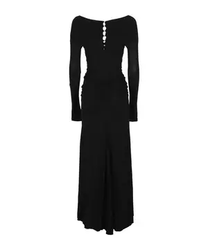 Rabanne Long-sleeved V-neck Maxi Dress With Chain Belt