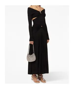 Rabanne Long-sleeved V-neck Maxi Dress With Chain Belt