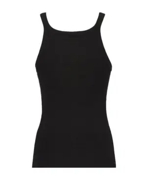 Fendi Logo Embroidered Knitted Tank Top - Black