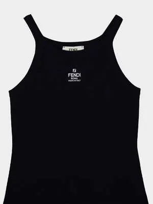 Fendi Logo Embroidered Knitted Tank Top - Black