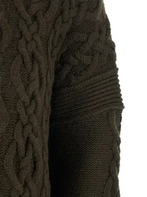 Max Mara Cable Knit High Neck Long Sleeve Sweater Dress