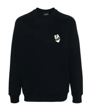 Emporio Armani Logo-appliqué Cotton Sweatshirt - Black