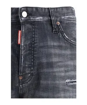 Dsquared2 Distressed Denim Shorts With Logo Patch - Gray