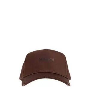 Dsquared2 Logo Printed Distressed Baseball Cap - Brown