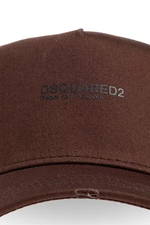 Dsquared2 Logo Printed Distressed Baseball Cap - Brown
