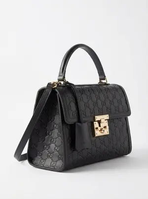 Gucci Padlock Medium Top Handle Bag - Black