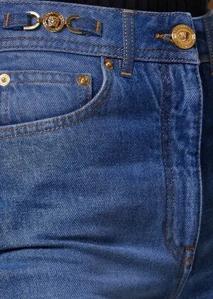 Versace High-waisted Straight-leg Jeans With Medusa '95 Hardware - Blue