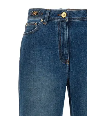 Versace High-waisted Straight-leg Jeans With Medusa '95 Hardware - Blue