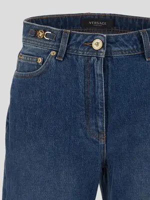 Versace High-waisted Straight-leg Jeans With Medusa '95 Hardware - Blue