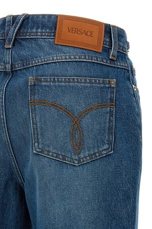 Versace High-waisted Straight-leg Jeans With Medusa '95 Hardware - Blue