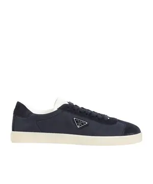Prada Logo Plaque Lace-up Sneakers - Blue