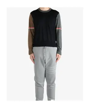 Thom Browne Panelled Wool Crew Neck Sweater