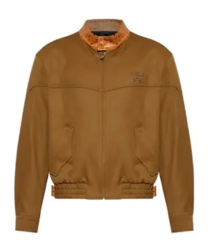 Mcm Zip-up Jacket With Stand Collar - Brown