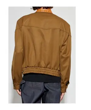 Mcm Zip-up Jacket With Stand Collar - Brown