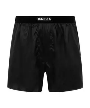 TOM FORD Logo-waistband Stretched Satin Boxers - Black