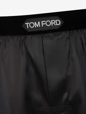 TOM FORD Logo-waistband Stretched Satin Boxers - Black