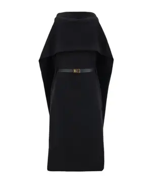 FERRAGAMO Midi Dress With Cape Effect And Belt