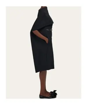 FERRAGAMO Midi Dress With Cape Effect And Belt