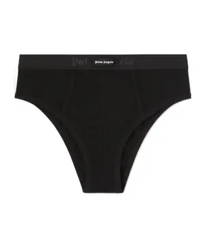 Palm Angels Logo-waistband High-waist Briefs - Black