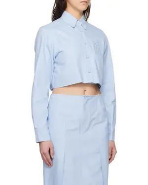 Raf Simons Cropped Cotton Shirt With Logo Patch