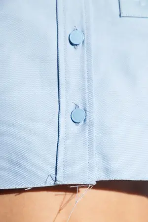 Raf Simons Cropped Cotton Shirt With Logo Patch
