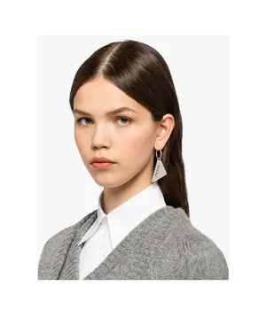 Prada Crystal Embellished Triangle Single Earring