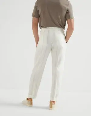 Brunello Cucinelli Pin-striped Pleated Trousers - White