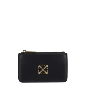 Off-White Logo Plaque Zip-up Wallet - Black