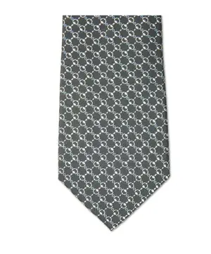 Gucci Logo Jacquard Neck Tie - Grey