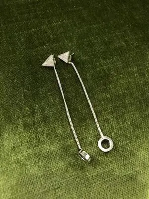 Prada Crystal Logo Jewel Pendant Earrings
