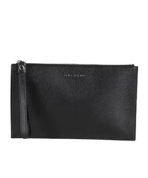 ORTIGNI Zipped Clutch Bag With Logo Lettering - Black