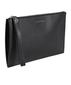 ORTIGNI Zipped Clutch Bag With Logo Lettering